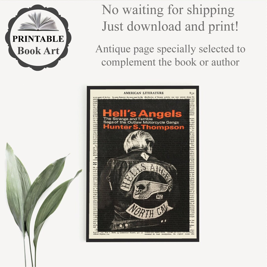 Instant Download 'hell's Angels' Book Cover Art Print, Hunter S ...