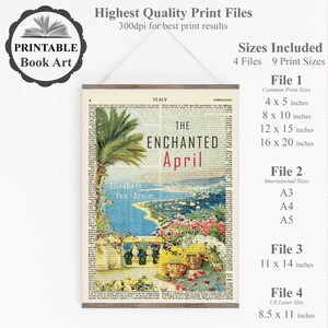 Printable 'the Enchanted April' Book Cover Poster, Instant Download ...
