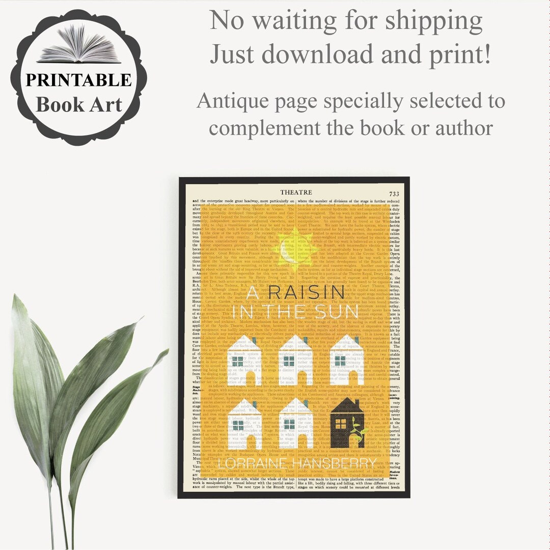 Downloadable 'A Raisin in the Sun' Play Book Cover Prints, Dorm Decor ...