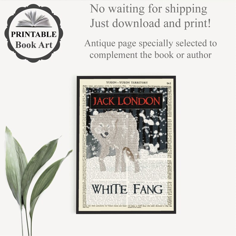 Printable 'white Fang' Poster on a Vintage Encyclopaedia Page, Jack ...