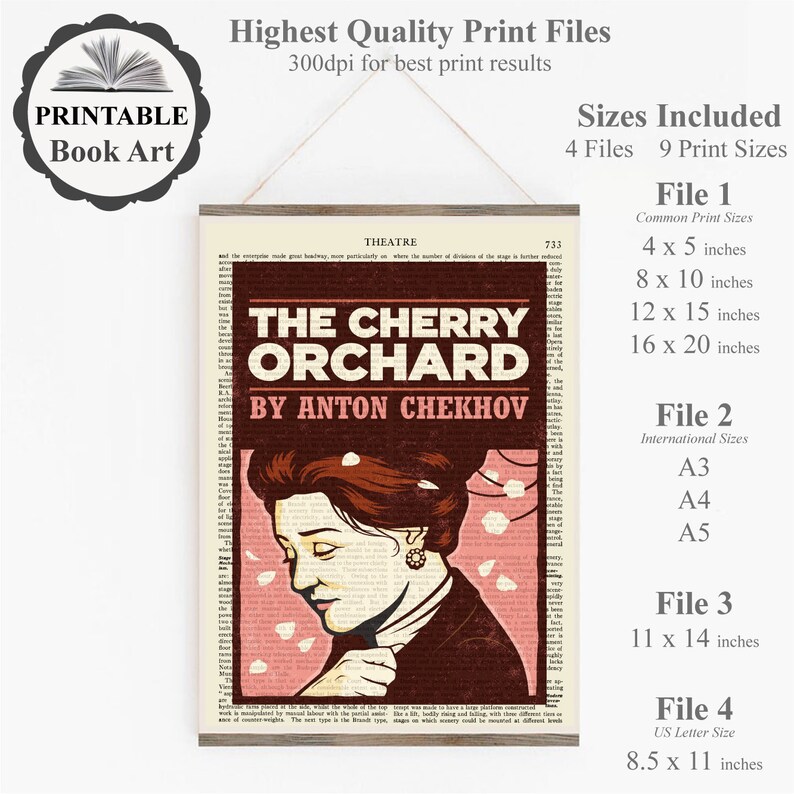 Printable 'the Cherry Orchard' Book Cover Art Print, Classroom Prints ...