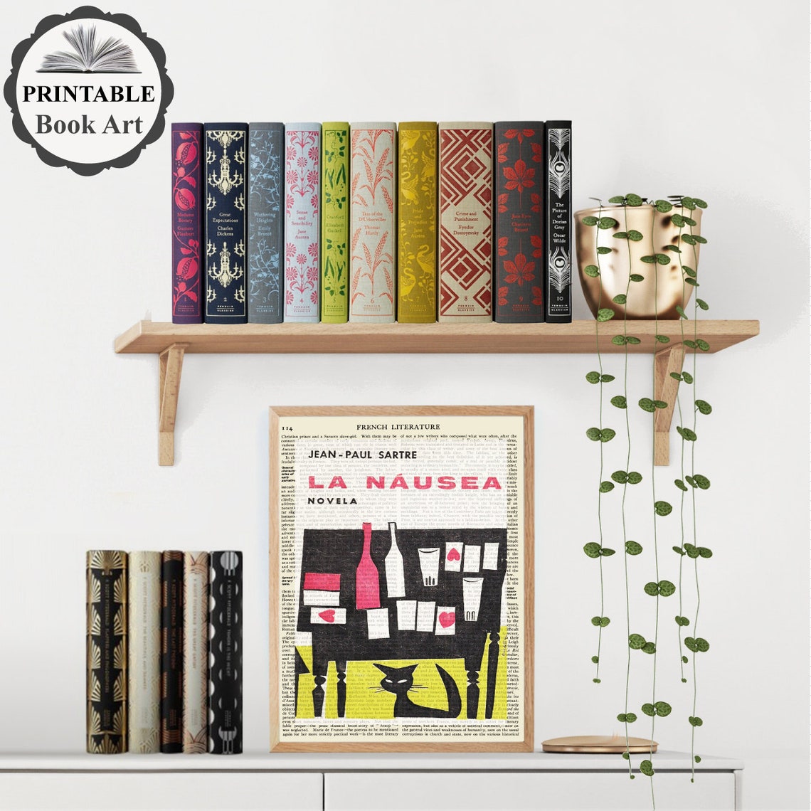 Printable Book Cover of La Nausea by Jean Paul Sartre on Old | Etsy