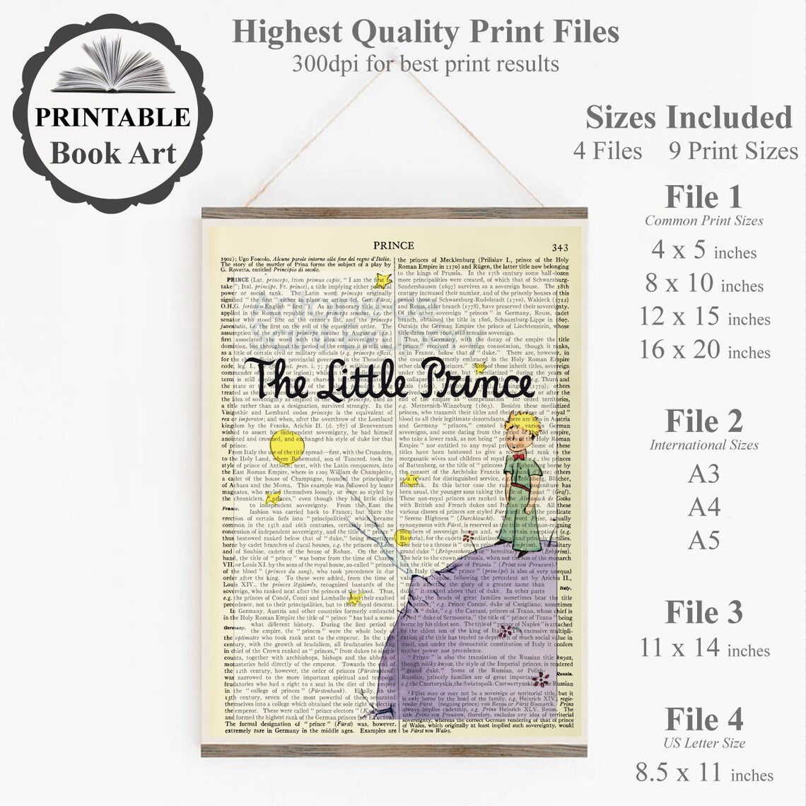 Printable 'le Petit Prince' Book Poster on Encyclopaedia Page, Antoine ...