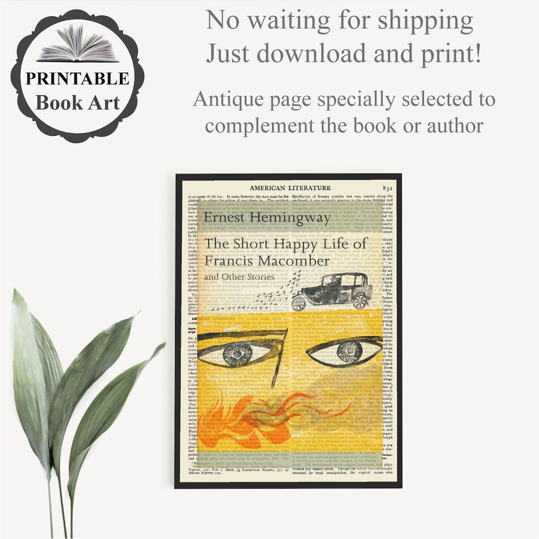 Printable 'the Short Happy Life of Francis Macomber' Book Cover Poster ...