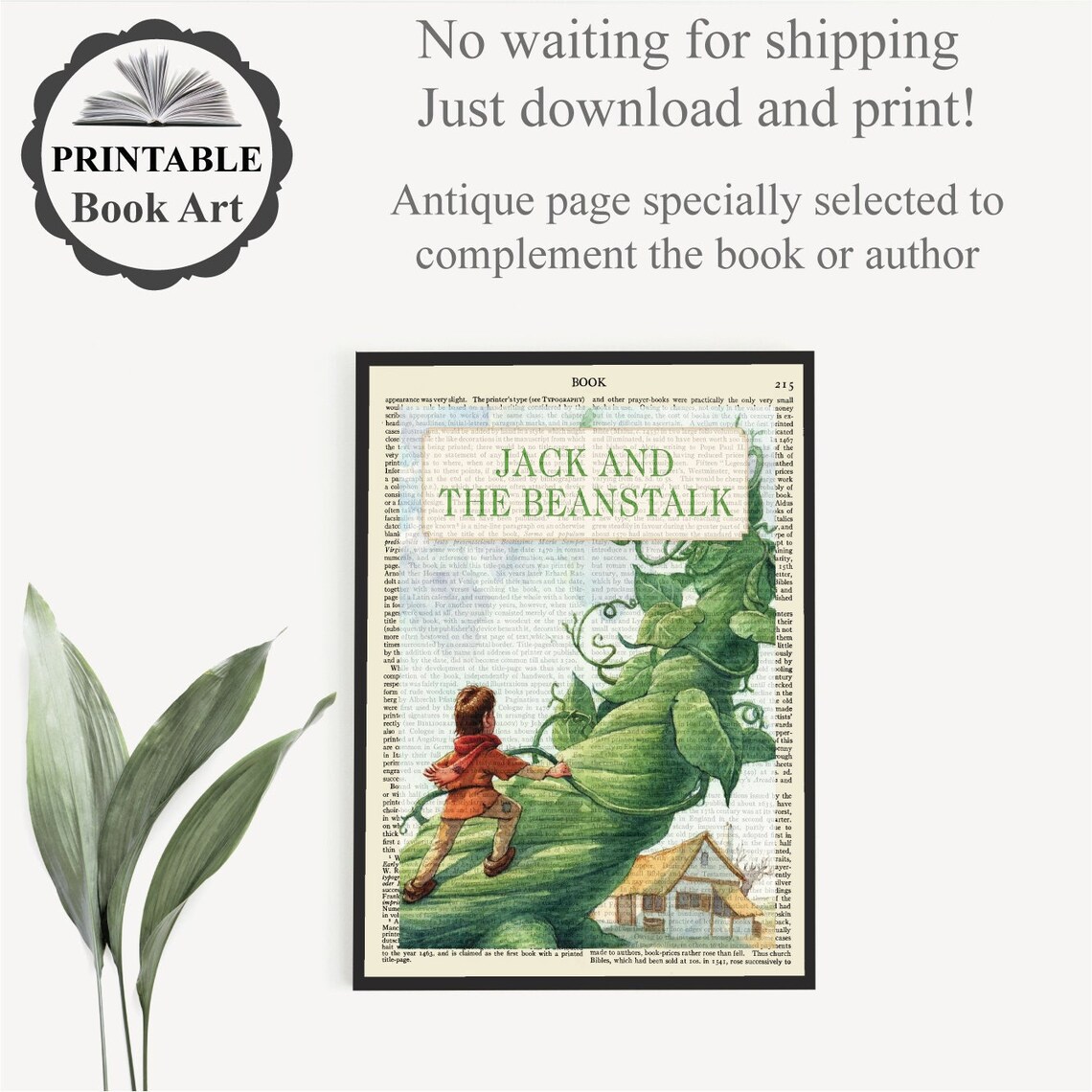 Printable 'jack and the Beanstalk' Book Cover Art - Etsy