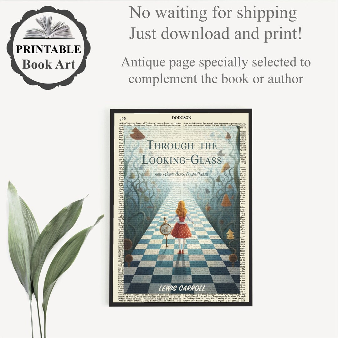 Printable 'through the Looking Glass' Book Cover Print on a Vintage ...