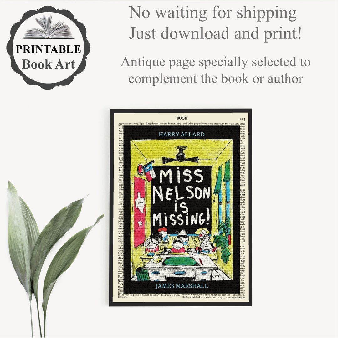 Printable 'miss Nelson is Missing' Book Cover Art Print, Childs Room ...