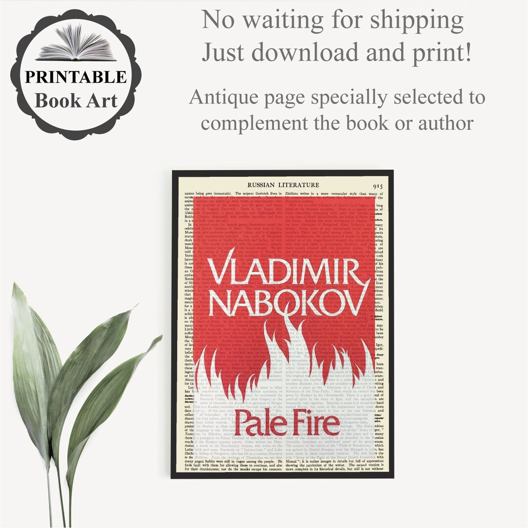 A Printable 'pale Fire' Book Cover Art on Vintage Page, Vladimir ...