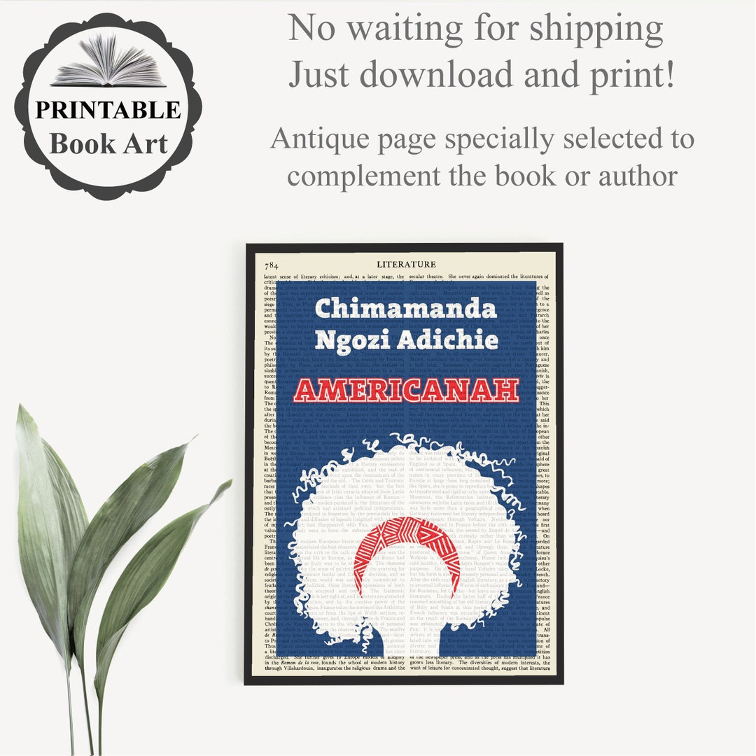 Printable 'americanah' Book Cover Print on Vintage Encyclopaedia Page ...