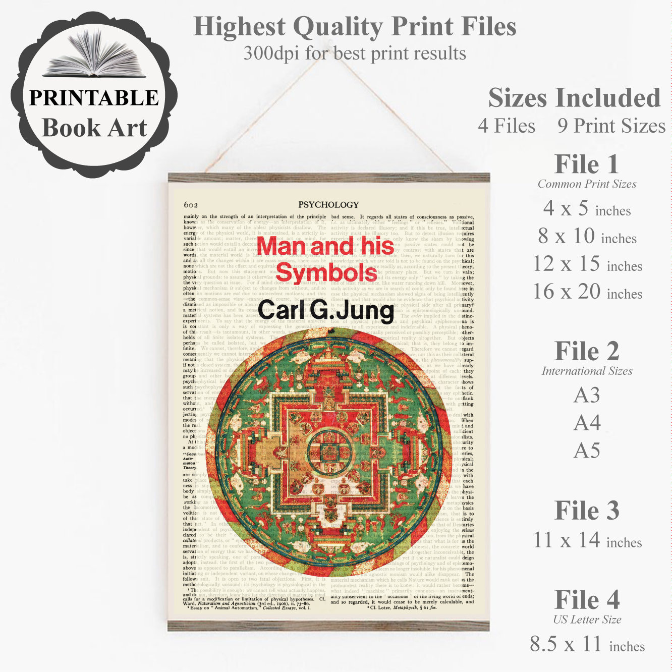 Printable Poster 'man and His Symbols' Book Cover Art on Vintage Page ...