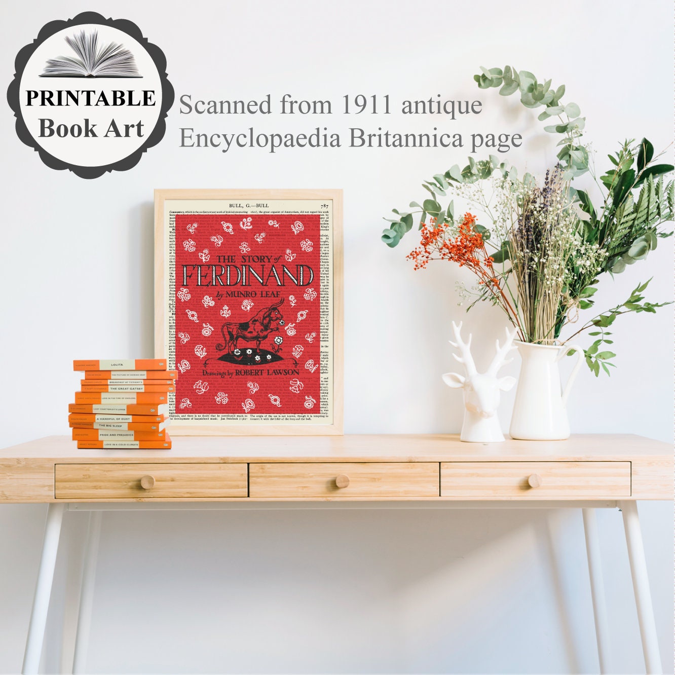 Printable the Story of Ferdinand the Bull Book Cover Art | Etsy