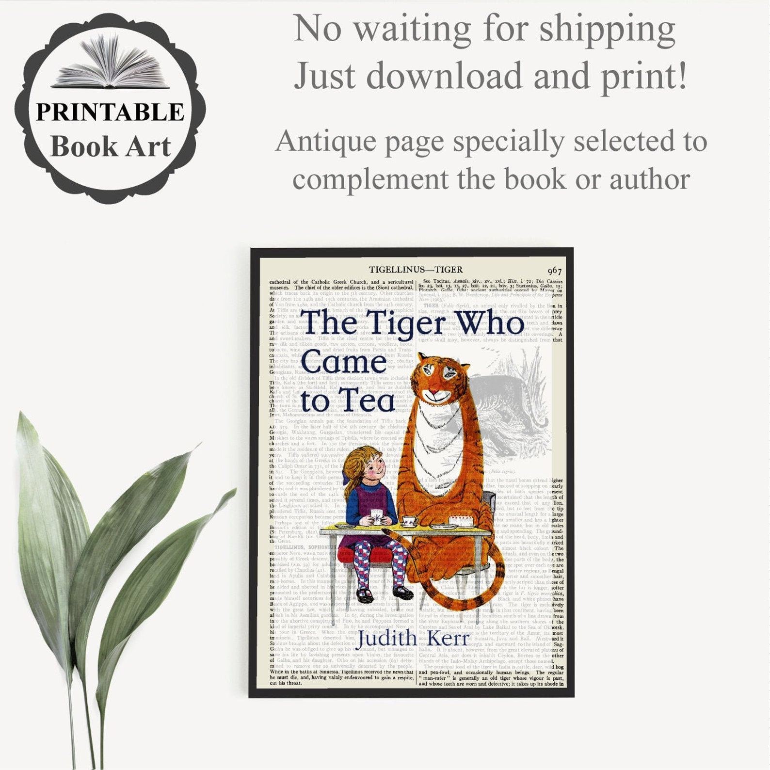 Printable 'The Tiger Who Came To Tea' Book Art Print | Etsy