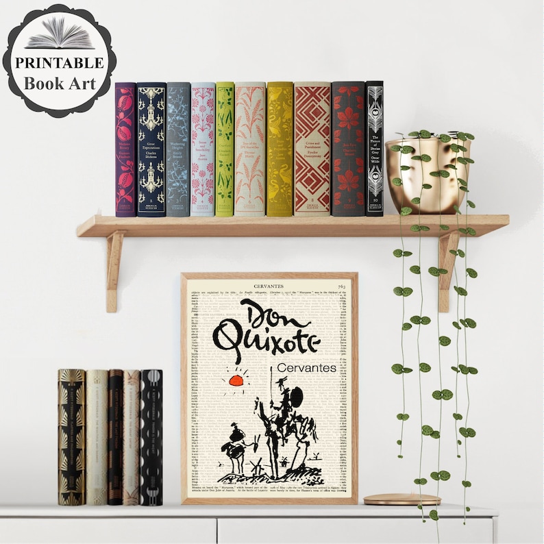 Printable Don Quixote Book Cover Page on Old Cervantes | Etsy