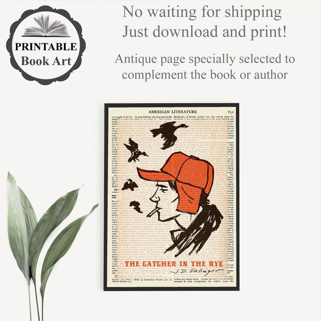 A Catcher in the Rye Printable Book Cover Art Print, Bookcase Decor ...