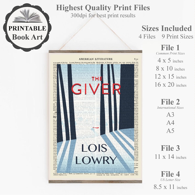 Printable 'the Giver' Poster Book Cover Print on a 1911 Vintage ...