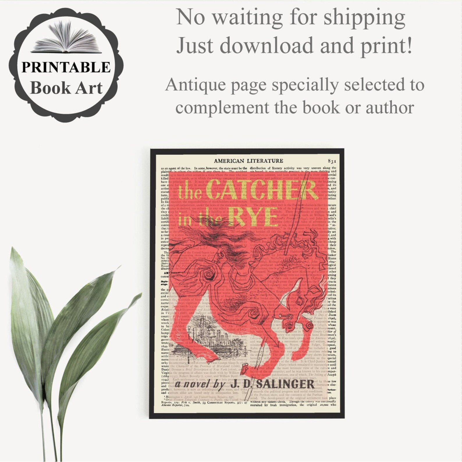 A Catcher in the Rye Printable Book Cover Art Print by J. D. - Etsy