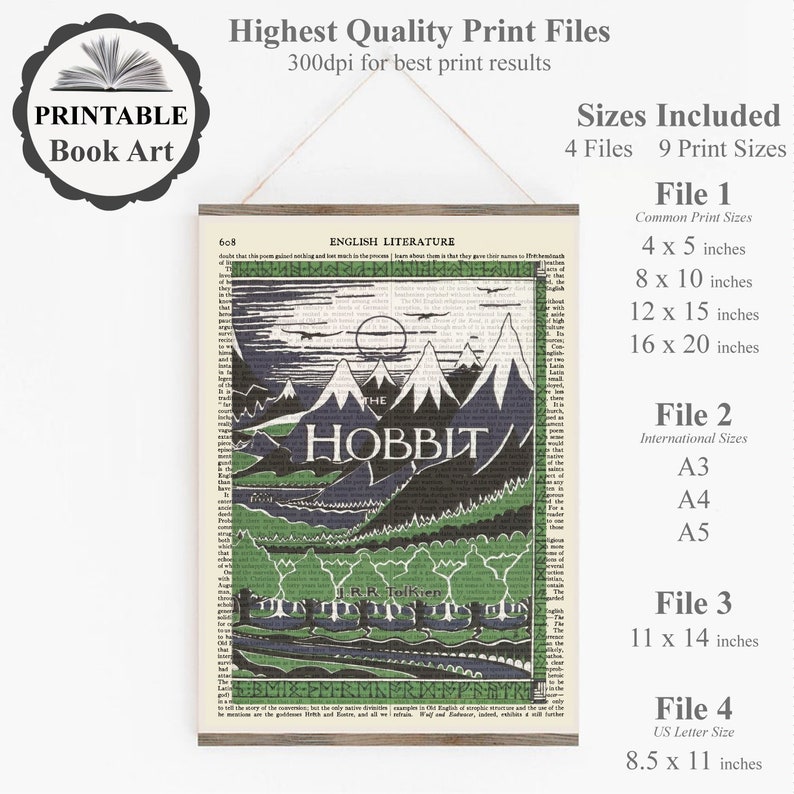 Instant Download 'the Hobbit' Book Art Print on an Antique 1911 ...