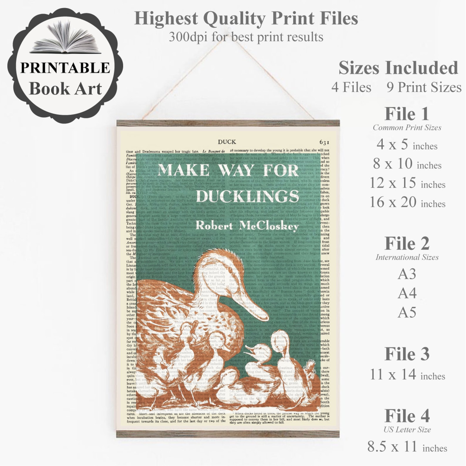 Printable 'make Way for Ducklings' Book Cover Print on Old Page ...