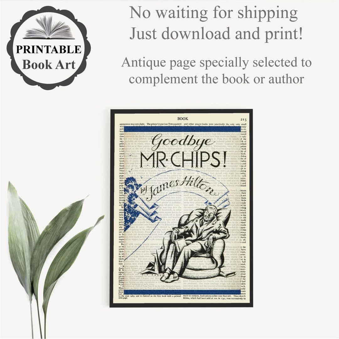 Printable 'goodbye Mr Chips' Book Cover Art on Old Page, Classroom Wall ...