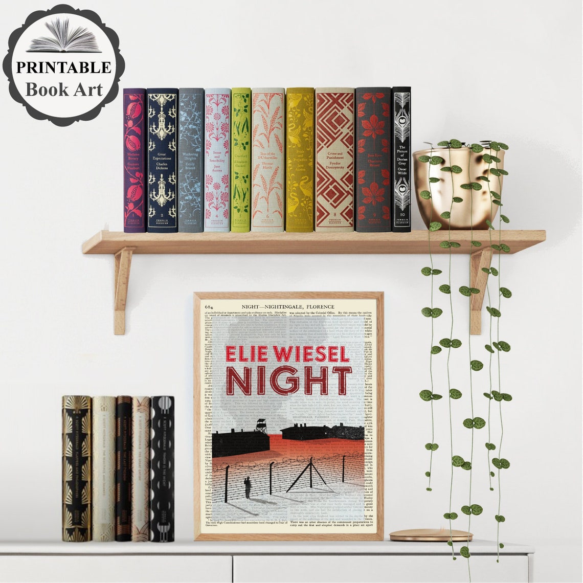 Printable 'night' Book Cover Art Print on Vintage - Etsy