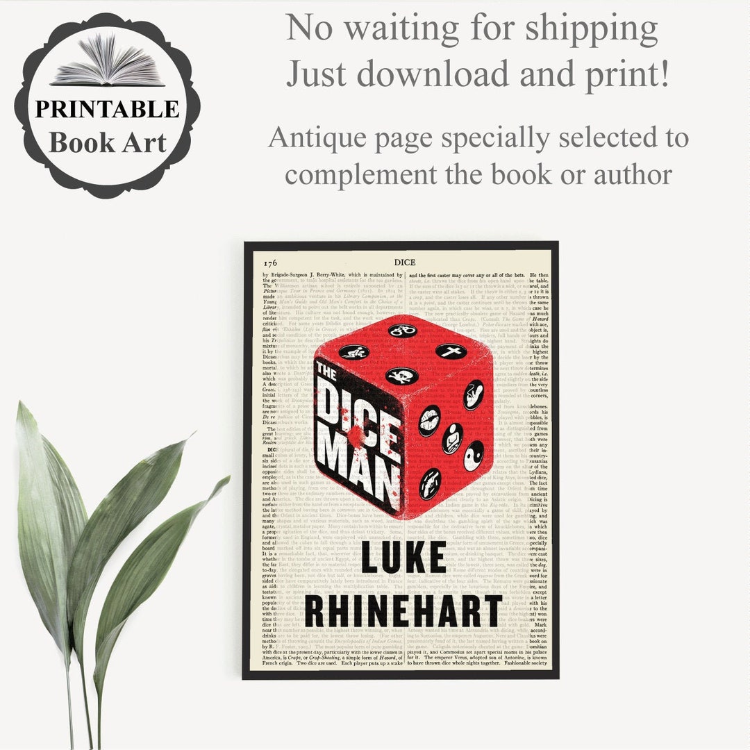 Printable 'the Dice Man' Book Cover Art Print on Upcycled Page ...