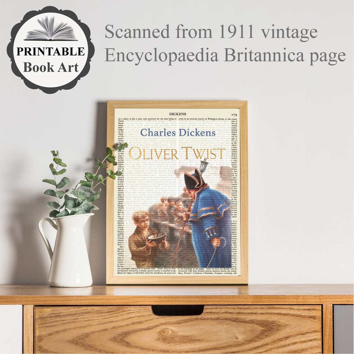 Dickens Printable, Oliver Twist Book Cover Poster, on 1911 Antique ...