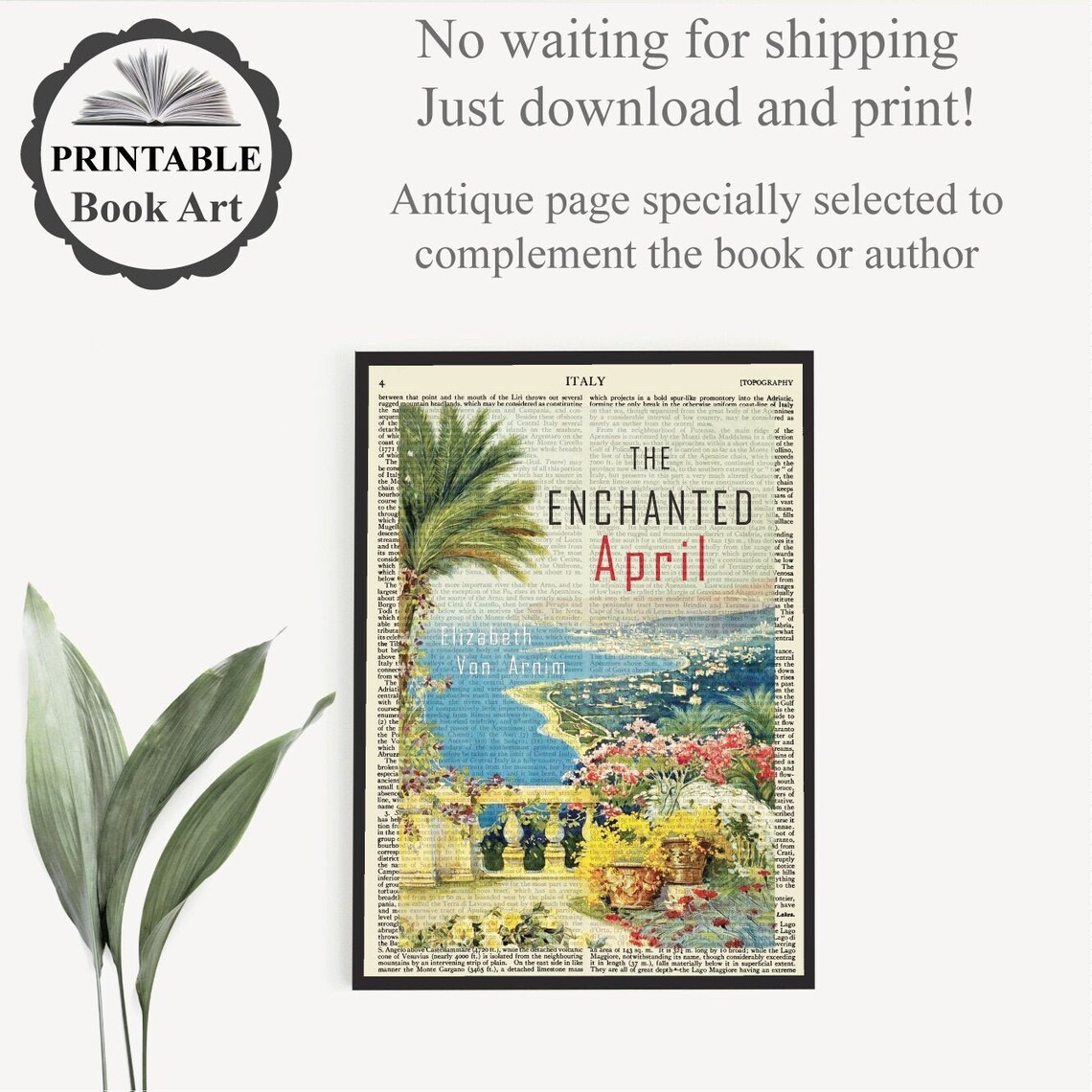 Printable 'the Enchanted April' Book Cover Poster, Instant Download ...