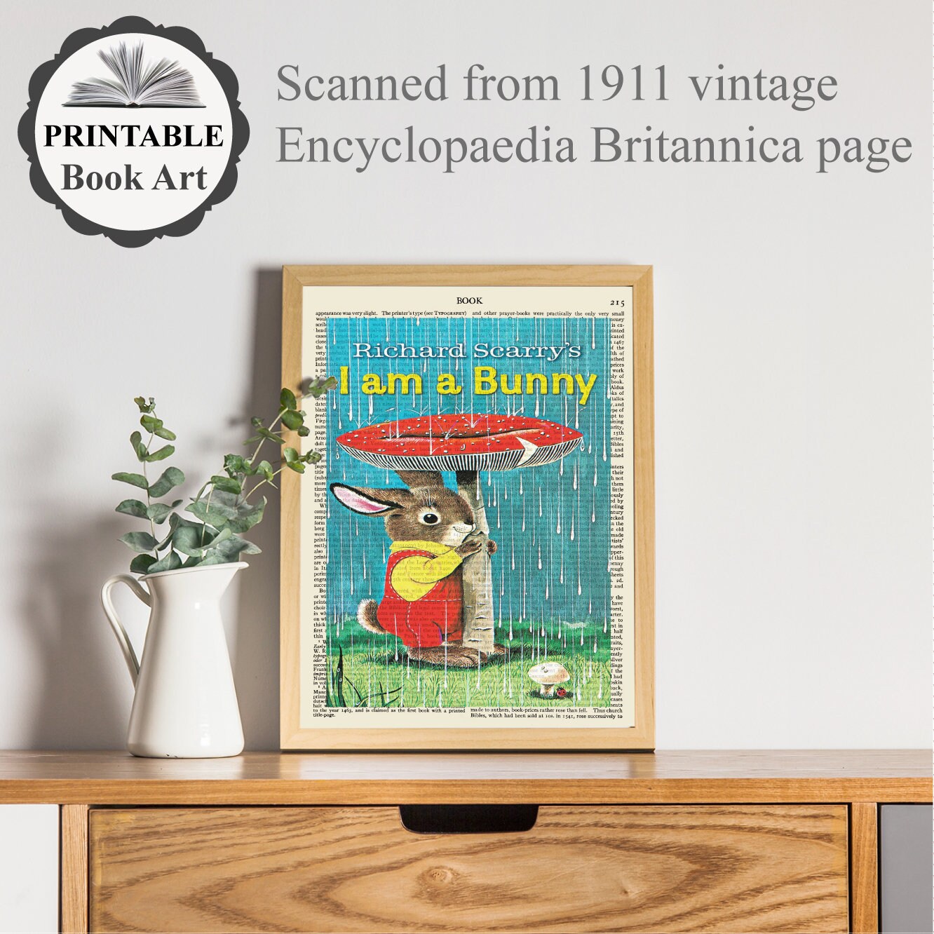 Printable 'I Am a Bunny' Book Cover Print on Old Page | Etsy