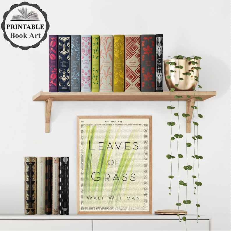 Printable 'leaves of Grass' Book Cover Art Print Walt - Etsy