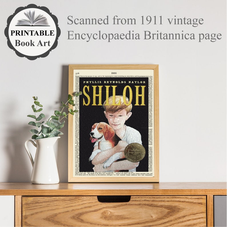 Printable 'shiloh' Book Cover Art Print, Bookish Teacher Gifts, Dog ...