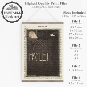 A Printable 'hamlet' Print, Shakespeare Book Cover Art Gift for Theatre ...