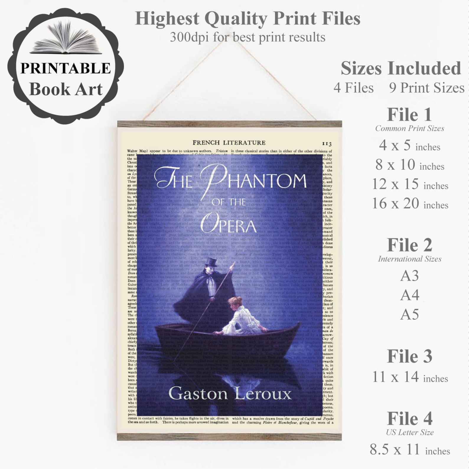 Printable 'the Phantom of the Opera' Book Cover Print | Etsy