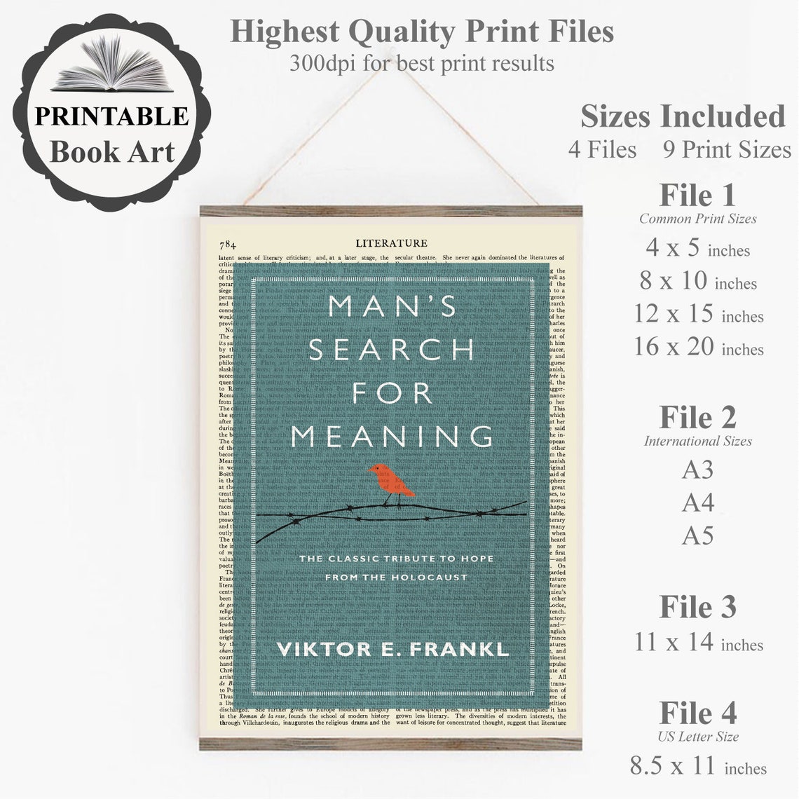 Printable 'mans Search for Meaning' Book Cover Print - Etsy