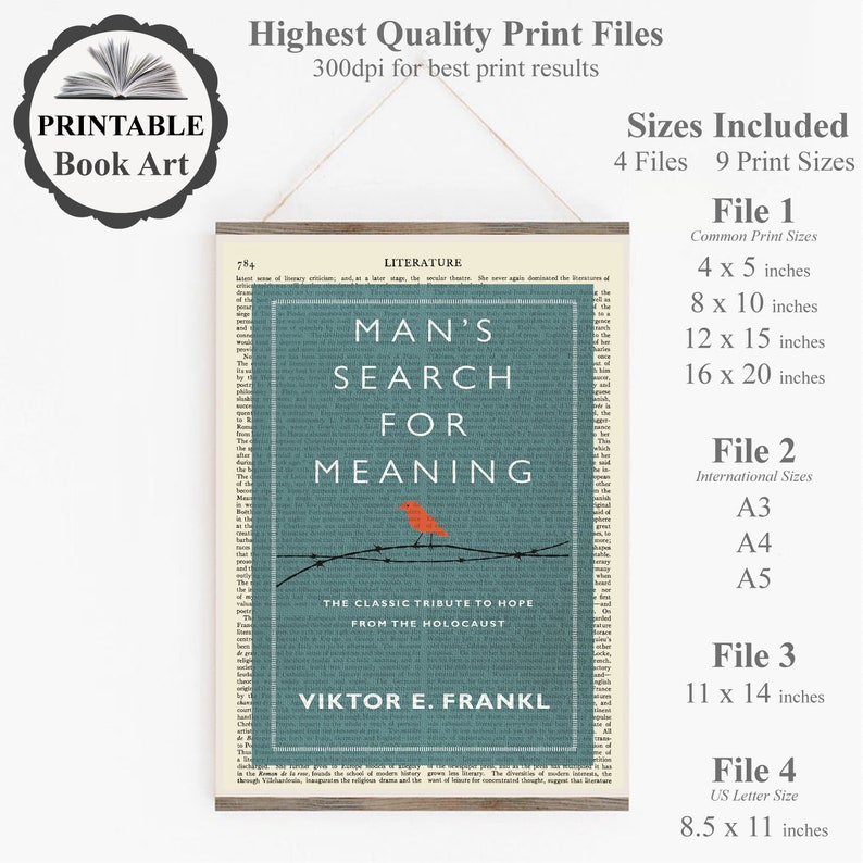Printable 'mans Search for Meaning' Book Cover Print - Etsy