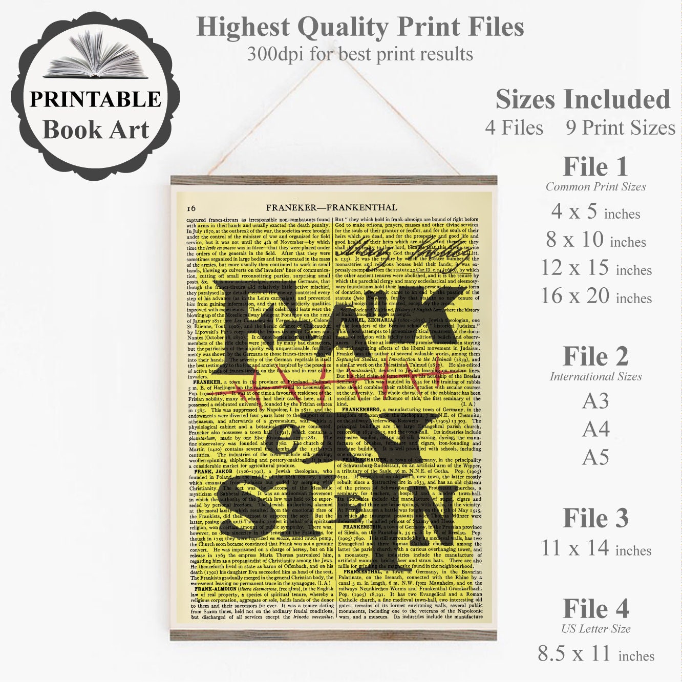 Frankenstein Print Printable Book Cover Page on Vintage | Etsy