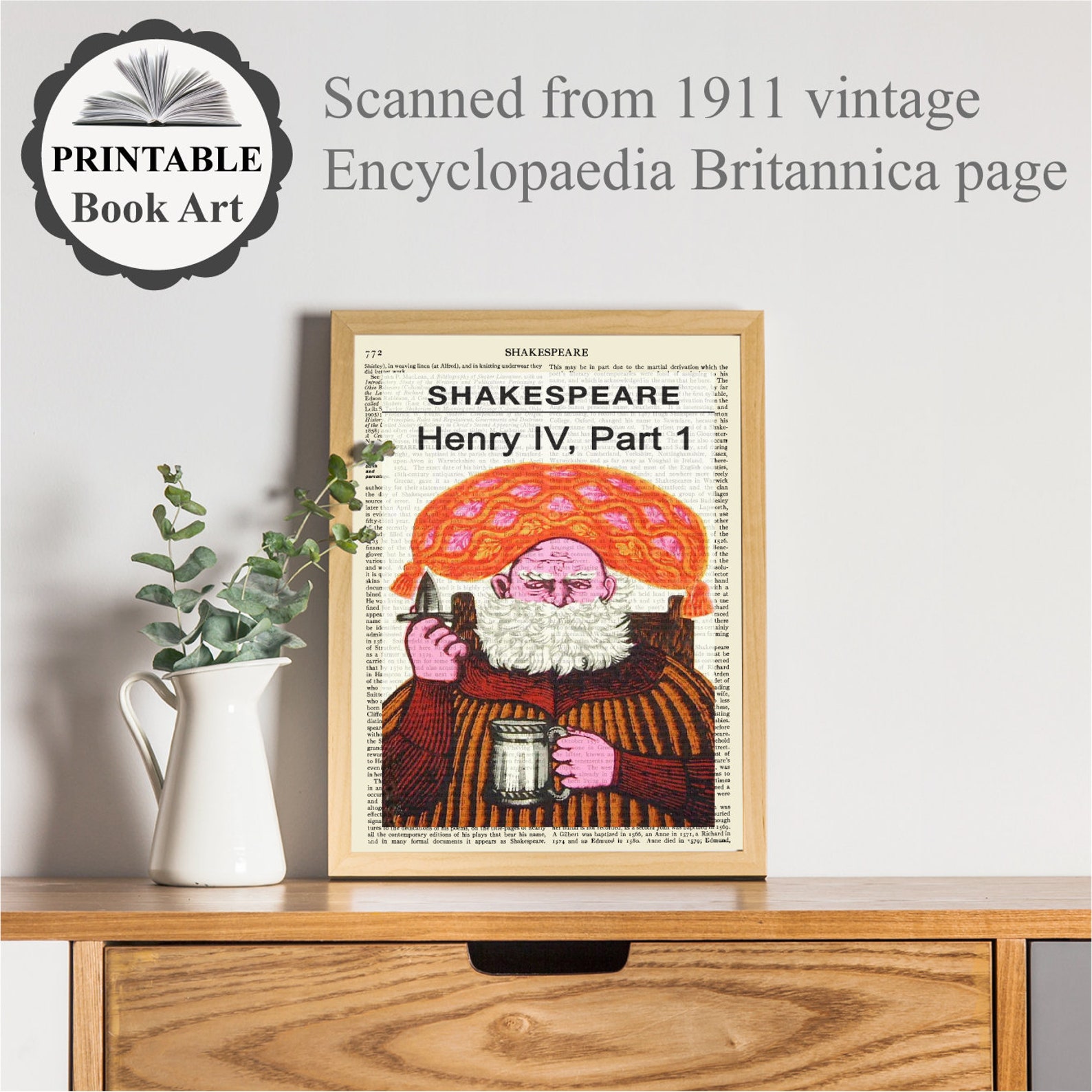 Printable Henry IV Part 1 Play Book Cover Art, Shakespeare Print, Gift ...