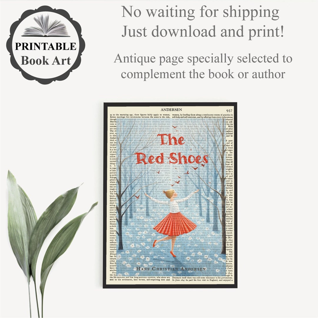 Printable 'the Red Shoes' Book Cover Print, Kids Room Decor, Fairy ...