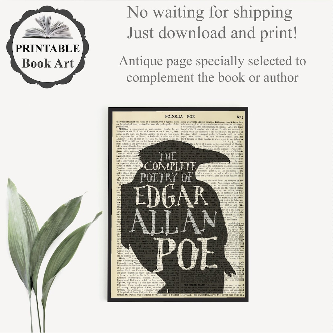 Edgar Allen Poe Printable, Complete Poetry of Edgar Allen Poe Wall Art ...