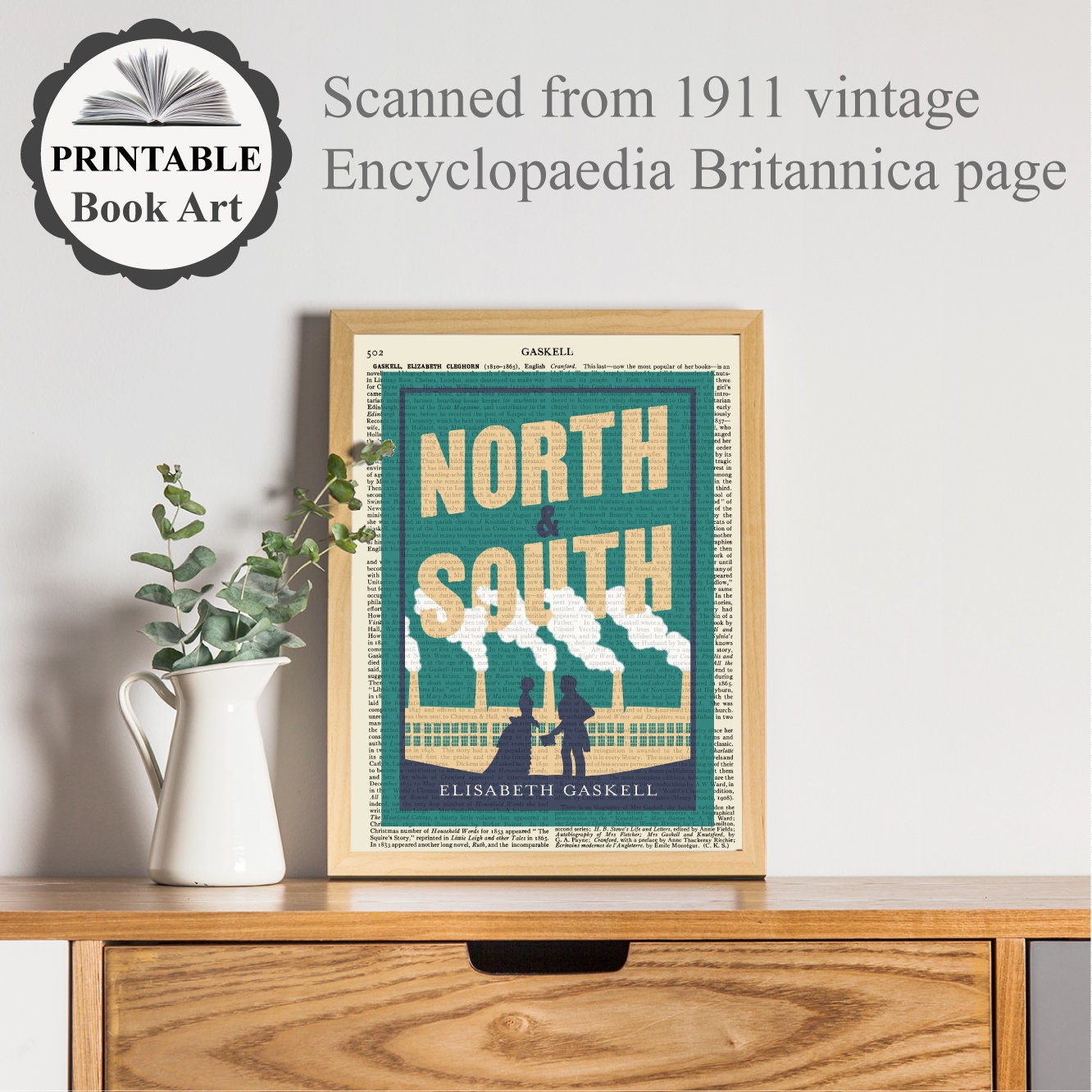 Printable North and South Book Cover Art on Vintage Gaskell ...