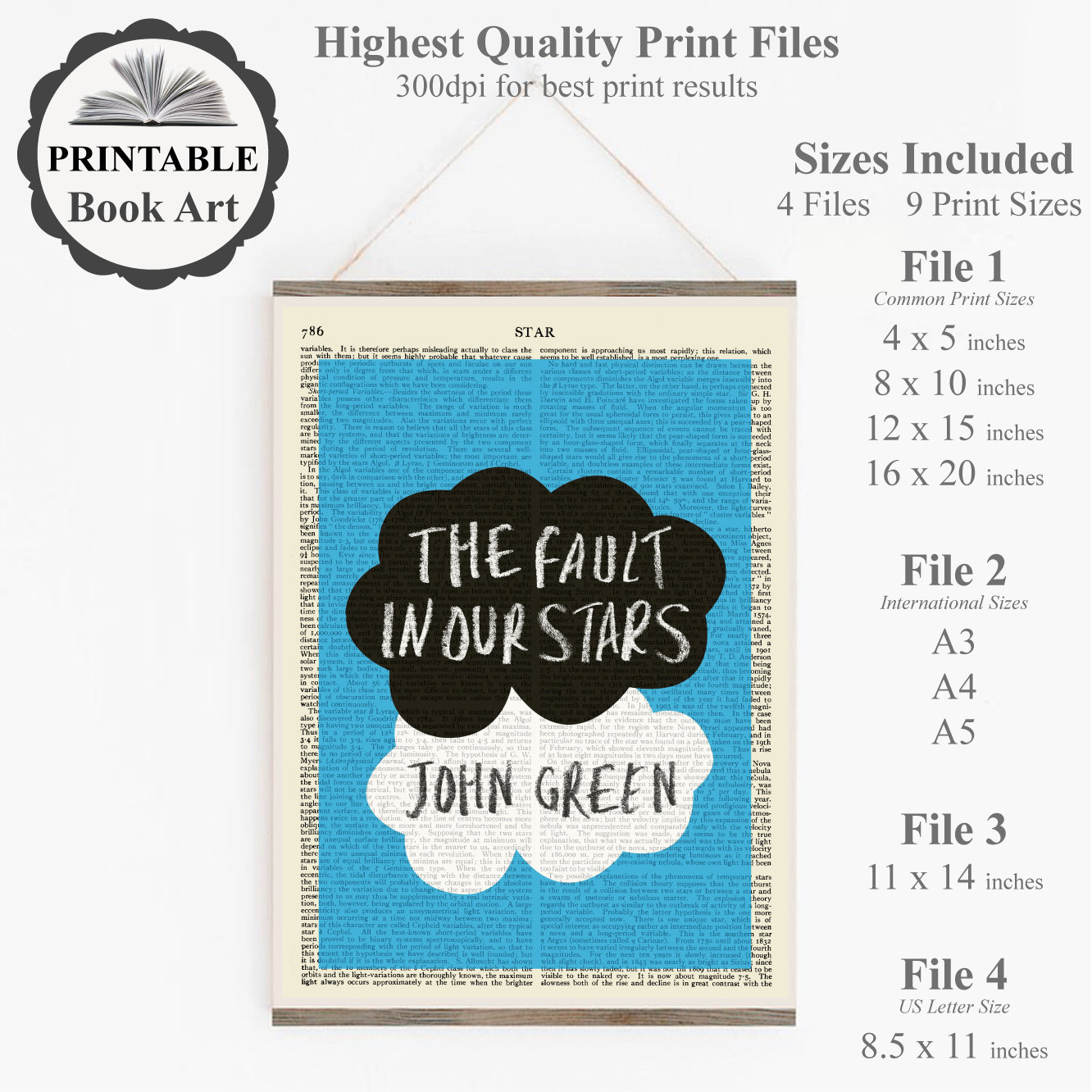 Printable 'the Fault in Our Stars' Book Cover Art, Instant Download ...