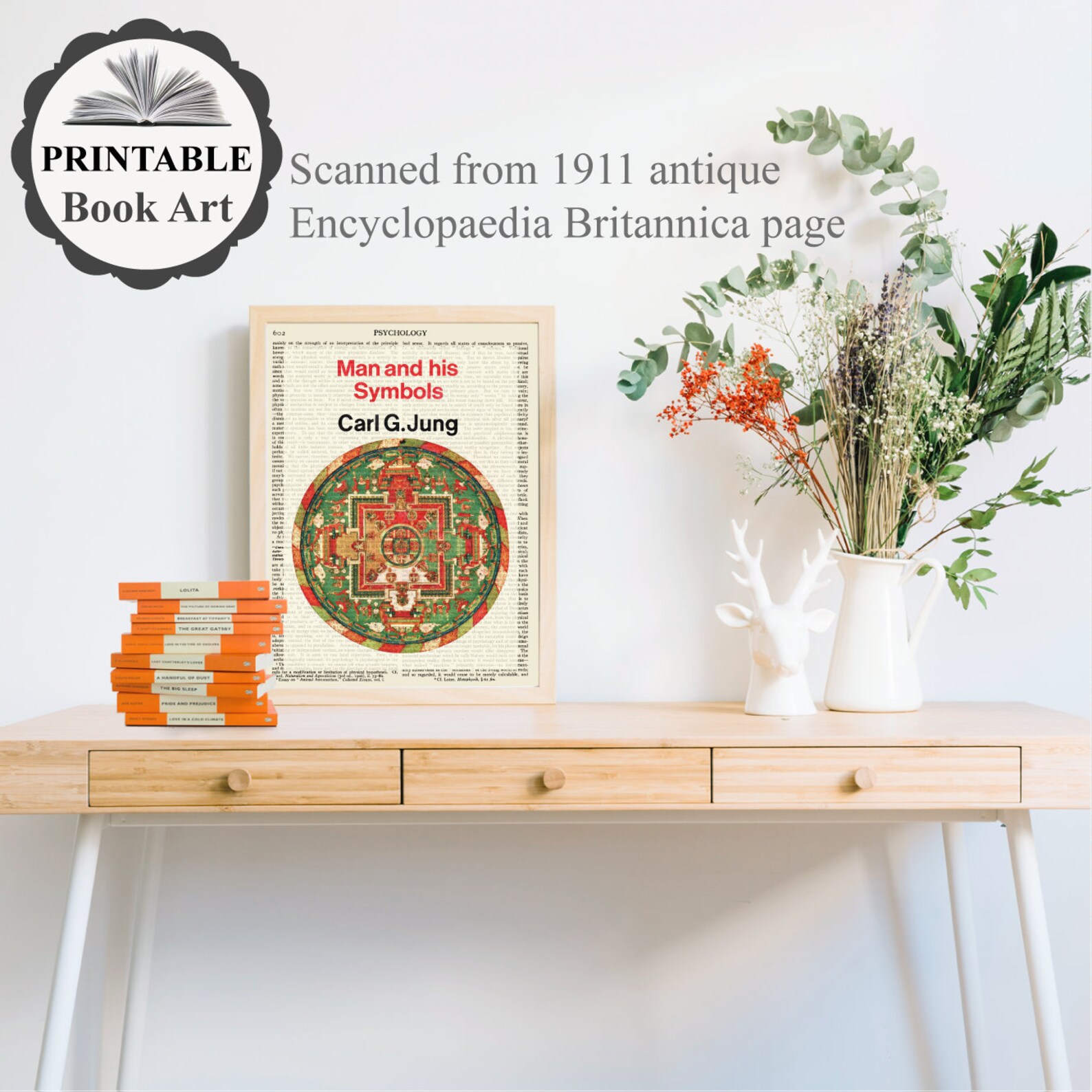 Printable Poster 'man and His Symbols' Book Cover Art on Vintage Page ...