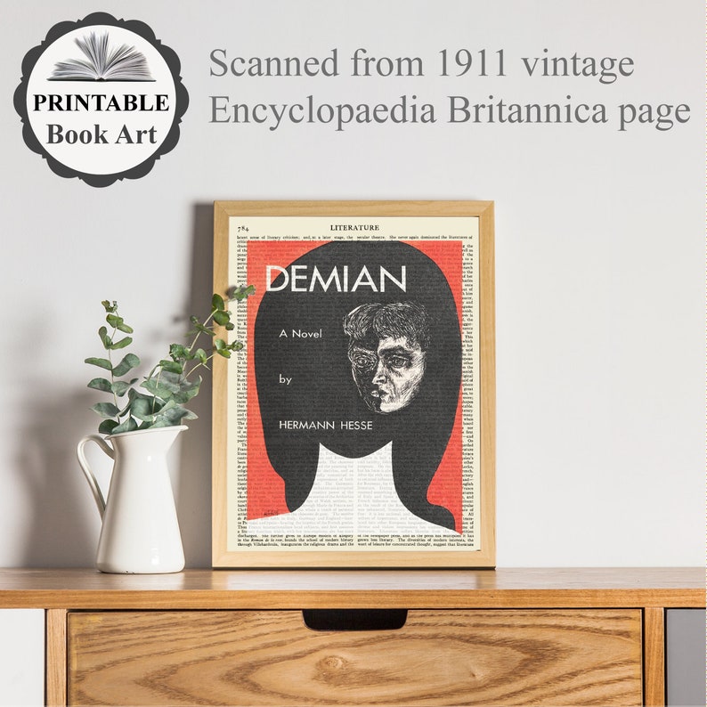 Printable 'demian' Book Cover Print on Old Page, Hermann Hesse Poster ...