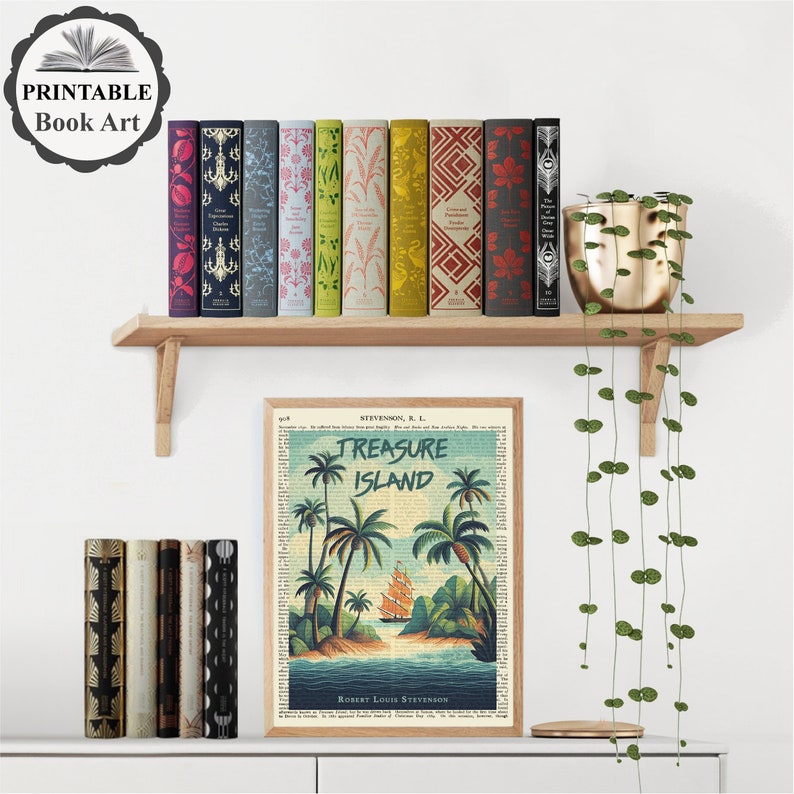 Printable 'treasure Island' Book Cover Poster Print on Vintage Page ...
