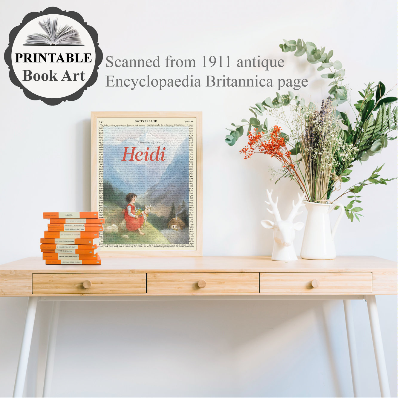 Printable 'heidi' Book Cover Art Print on Antique - Etsy