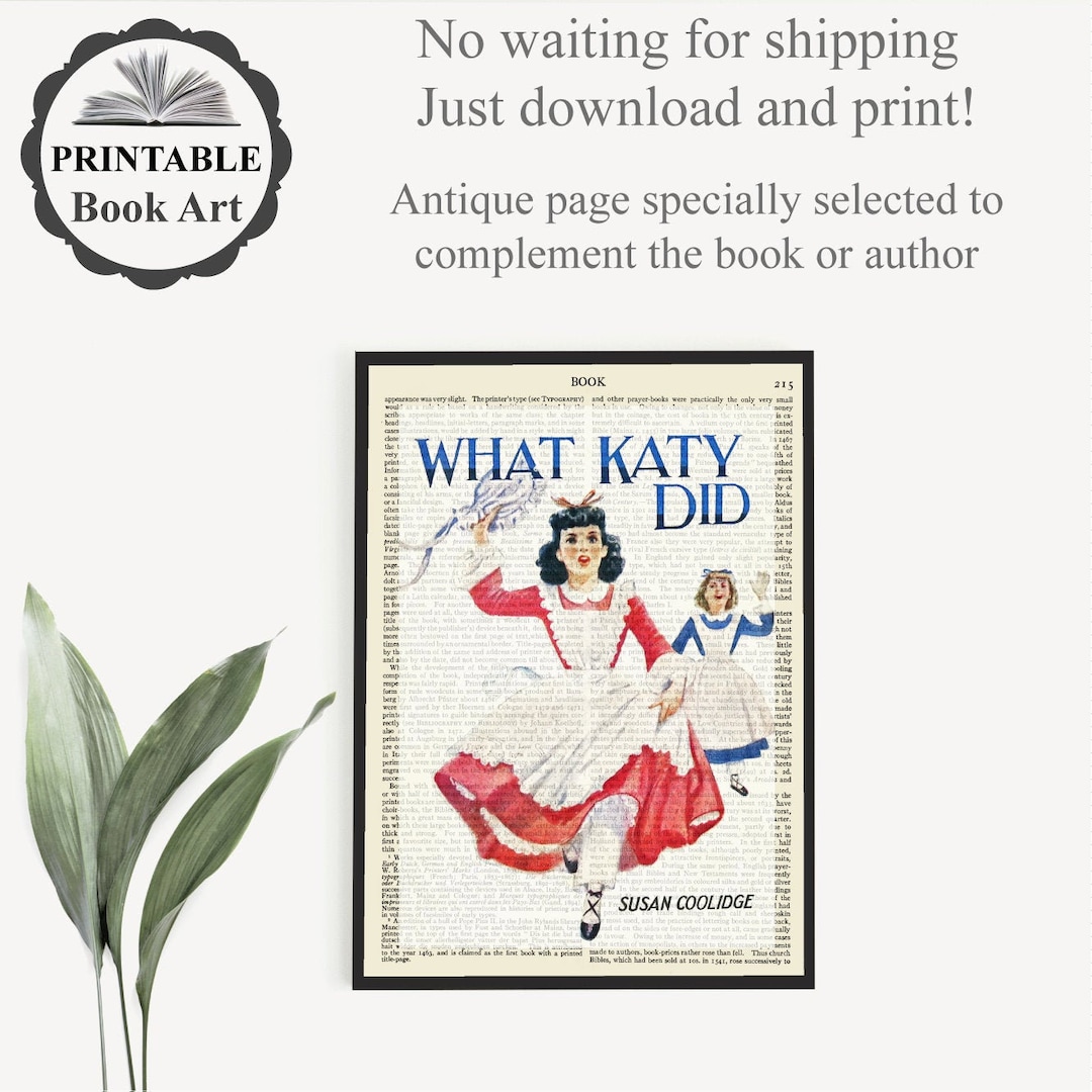 Printable 'what Katy Did' Book Cover Print, Vintage Book Art Wall Decor ...
