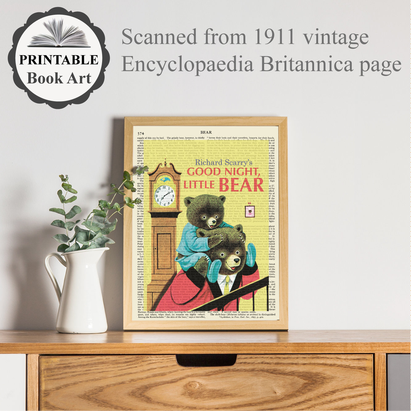 Printable 'good Night Little Bear' Book Cover Print on Old Page ...