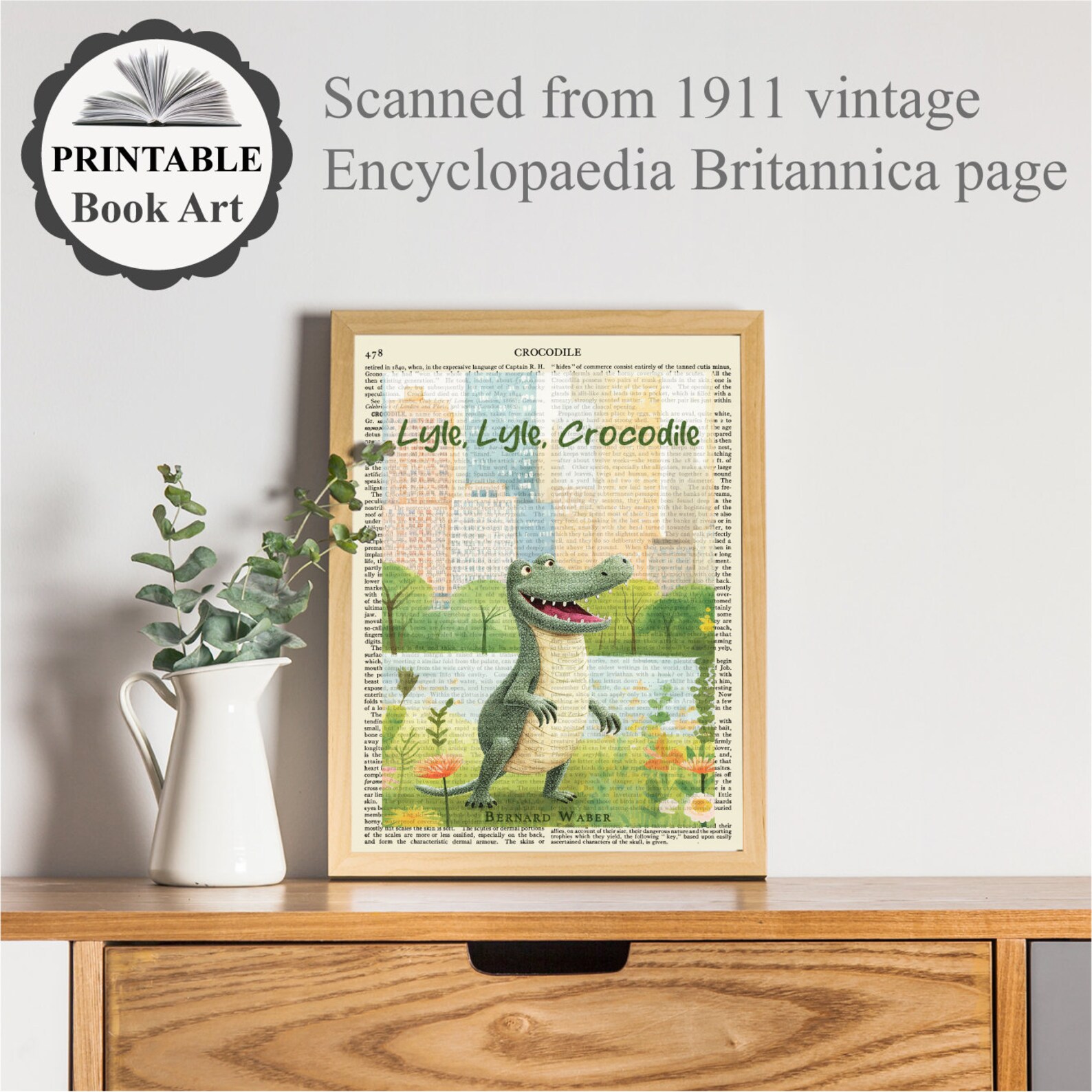 Printable 'lyle, Lyle, Crocodile' Book Cover Art on Upcycled Page ...
