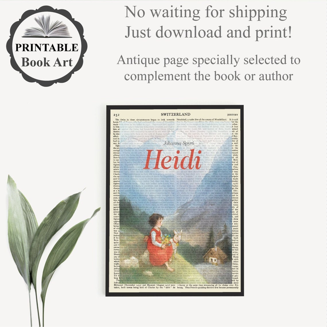 Printable 'heidi' Book Cover Art Print on Antique | Etsy