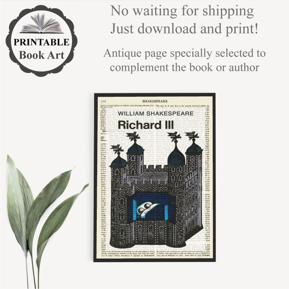 Printable Richard III Play Book Cover Art Shakespeare Print - Etsy