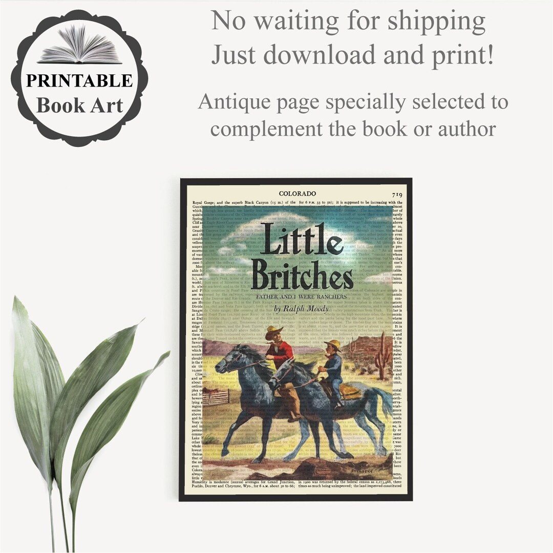 Printable 'little Britches' Book Cover Poster Print on Old Page, Horse ...